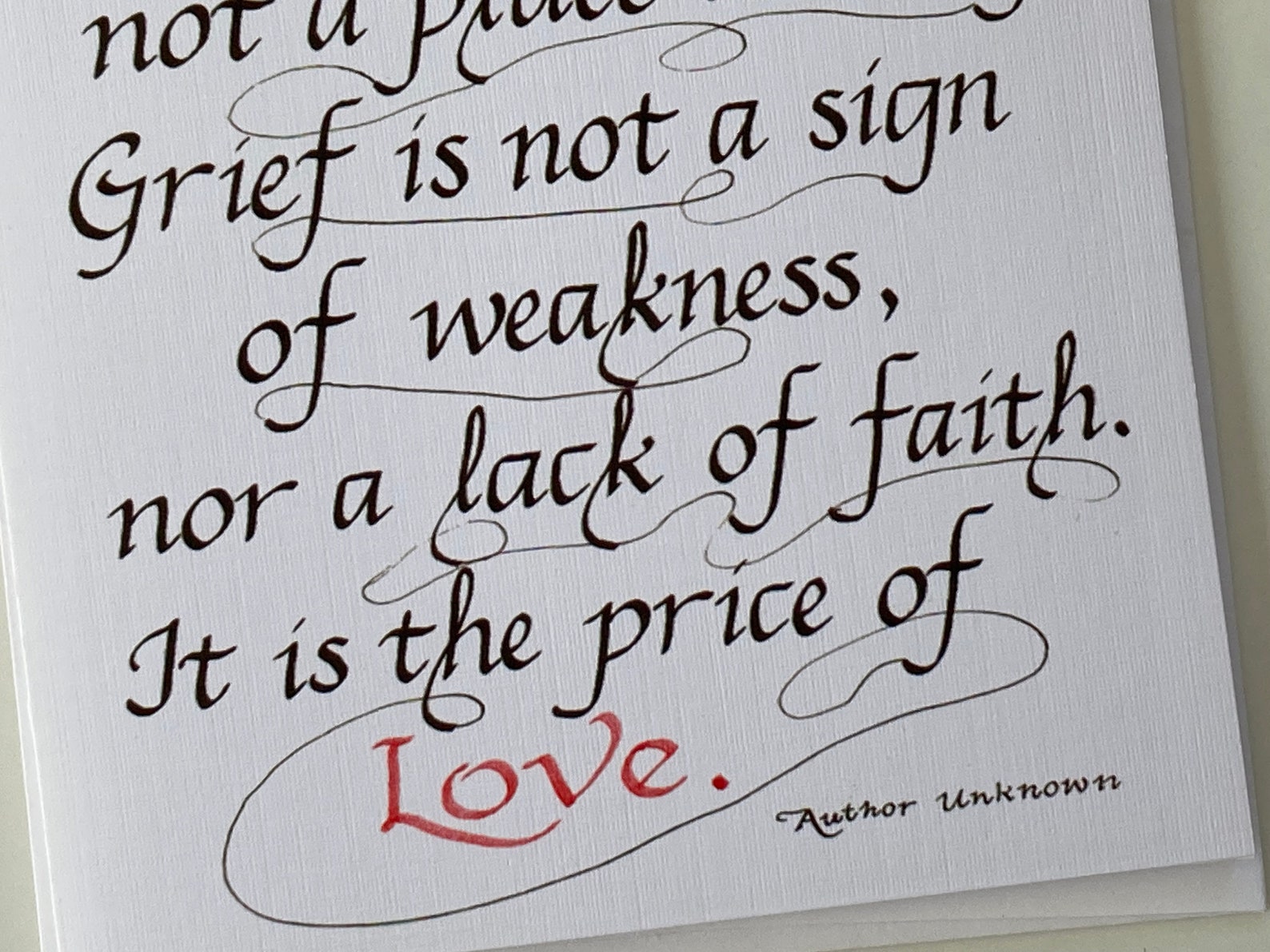 Sympathy Card Set: Calligraphy Grief Quote, Blank Inside - Etsy