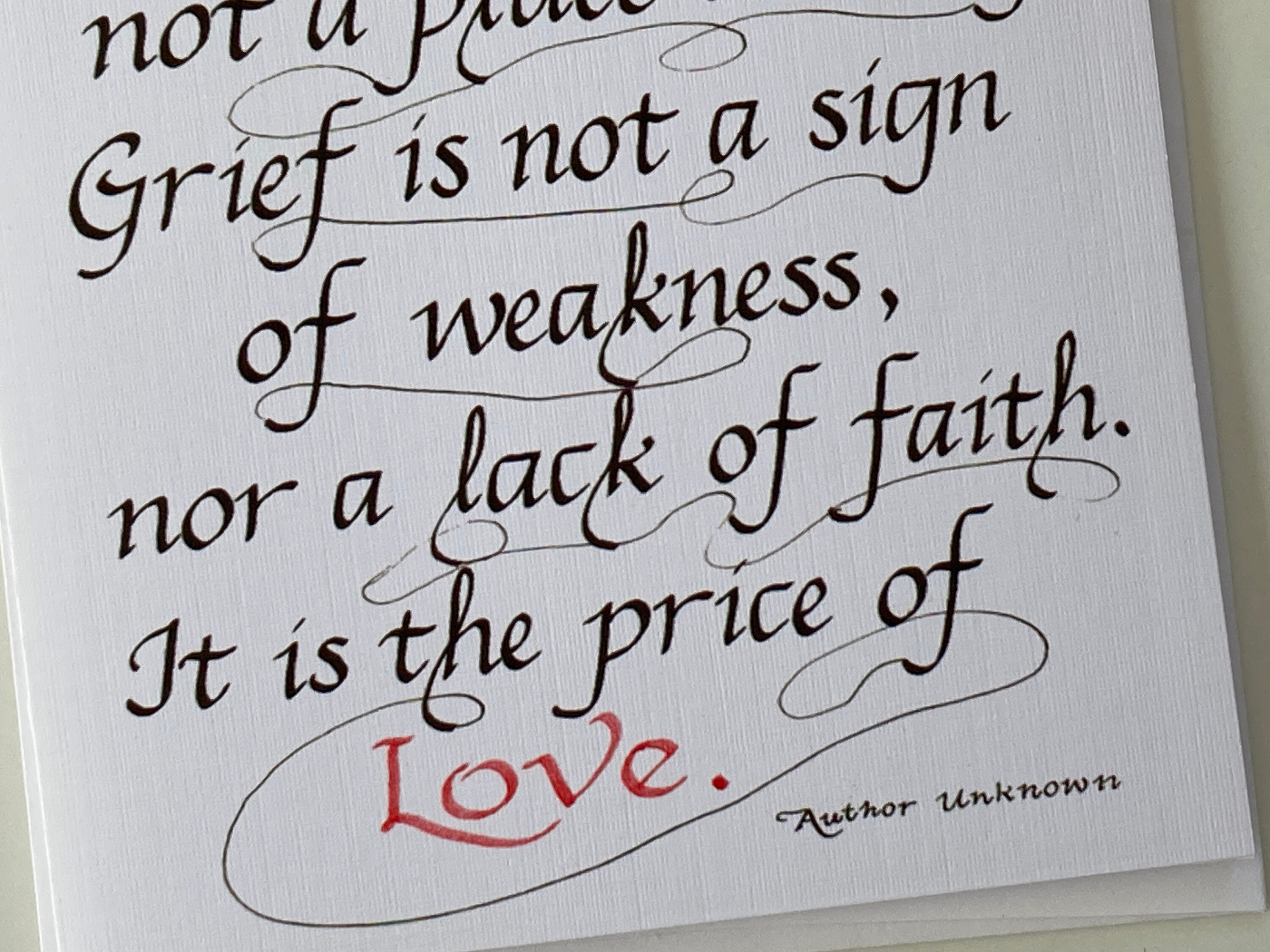 Sympathy Card Set: Calligraphy Grief Quote, Blank Inside - Etsy