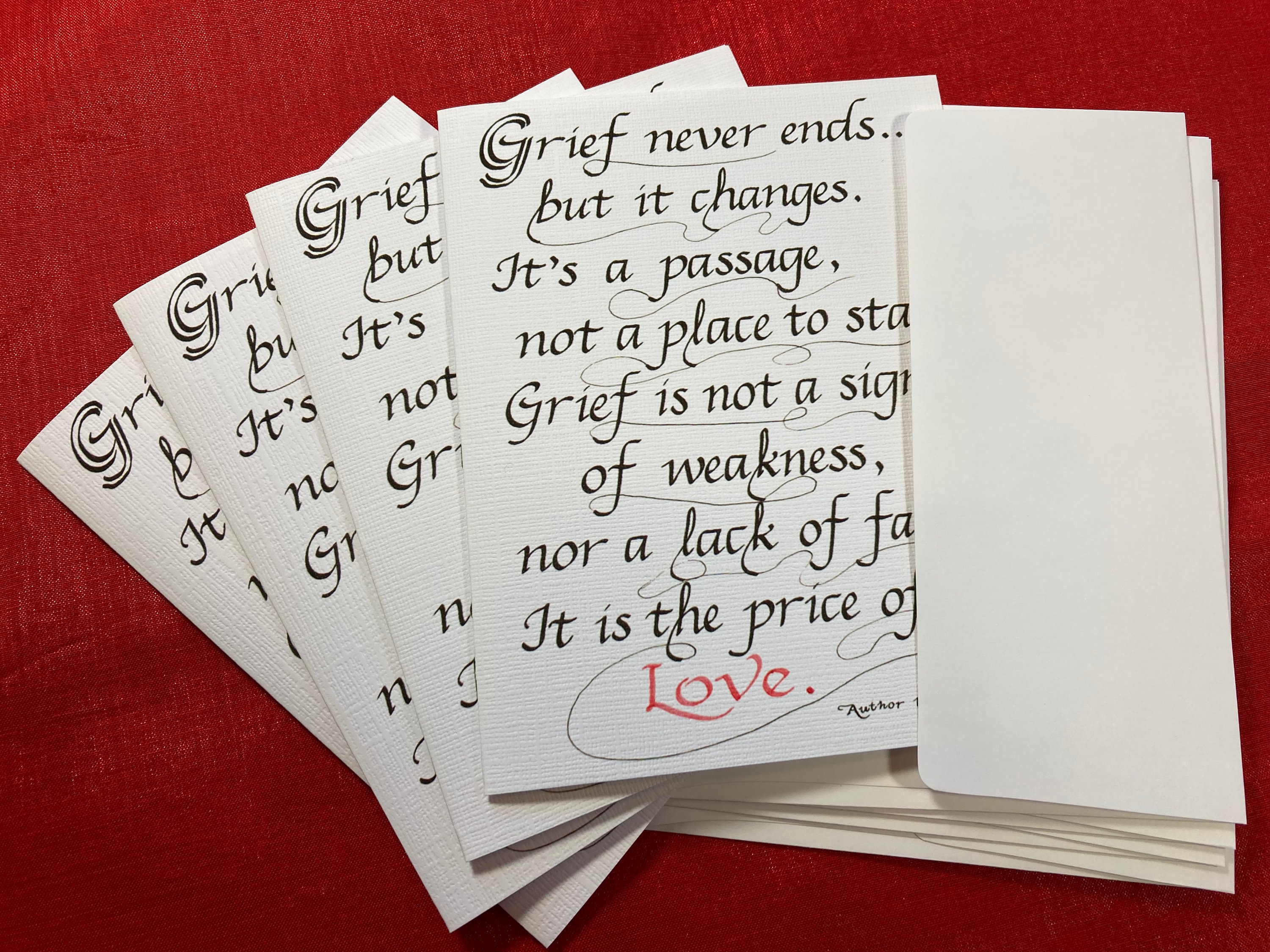 Sympathy Card Set: Calligraphy Grief Quote, Blank Inside - Etsy