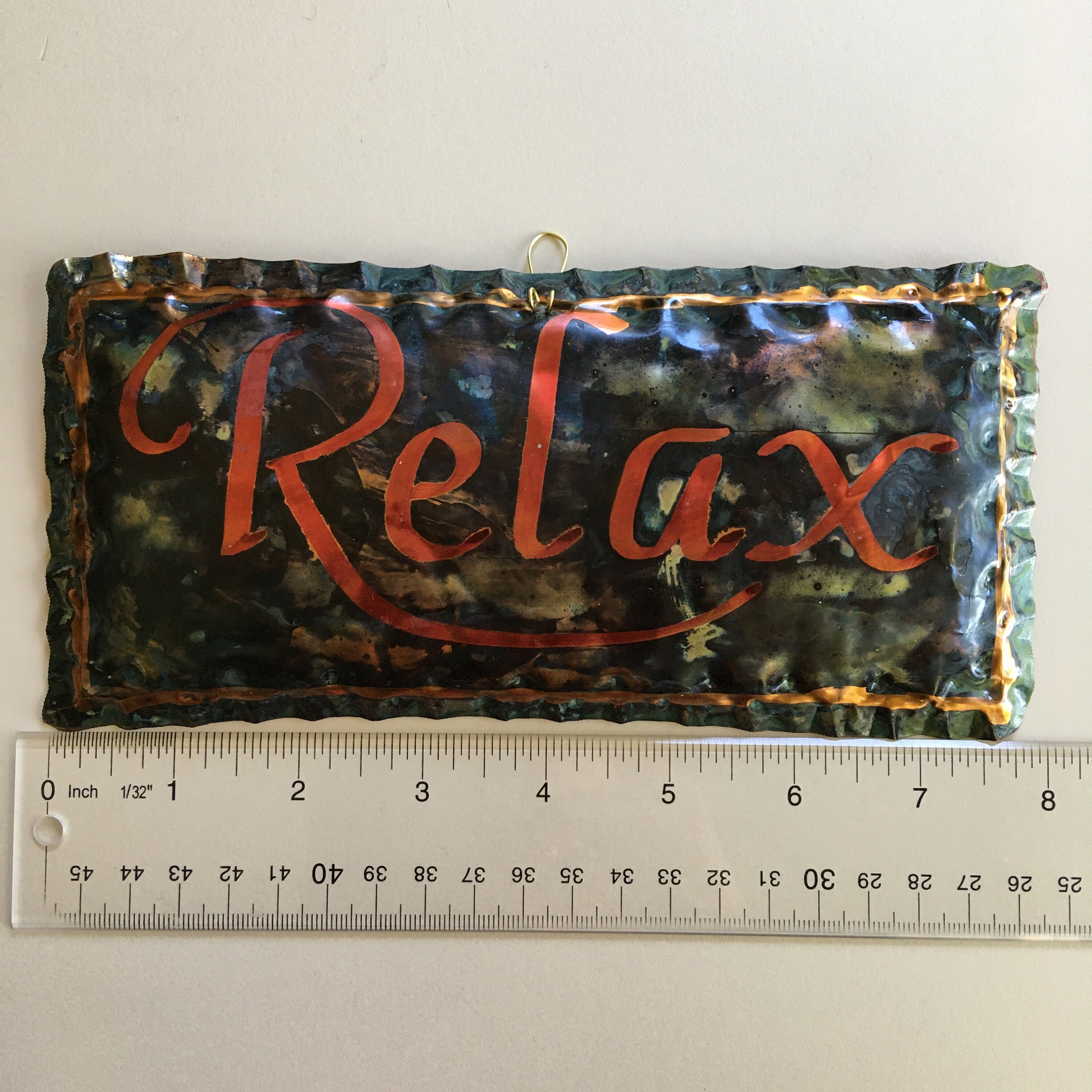 Relax Solid Copper Sign With Calligraphy and Verdigris - Etsy