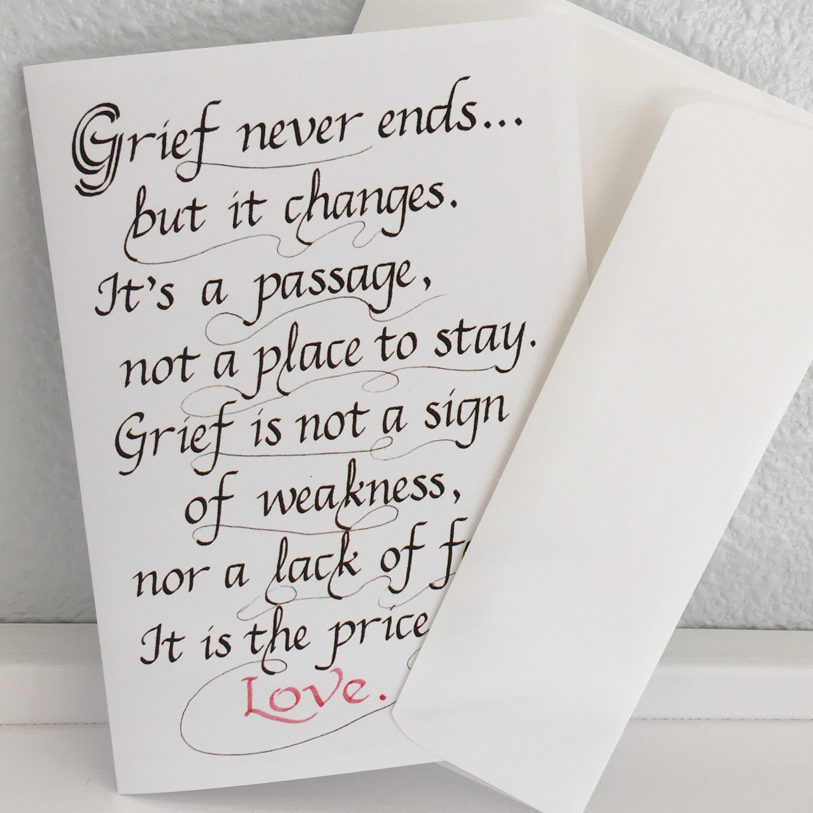 Sympathy Calligraphy Card 5 X 7 Grief Quote - Etsy