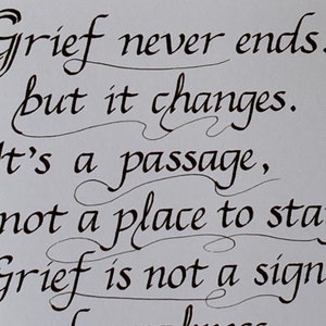Sympathy Card: Grief Quote Calligraphy (4.25" X 5.5") - Etsy