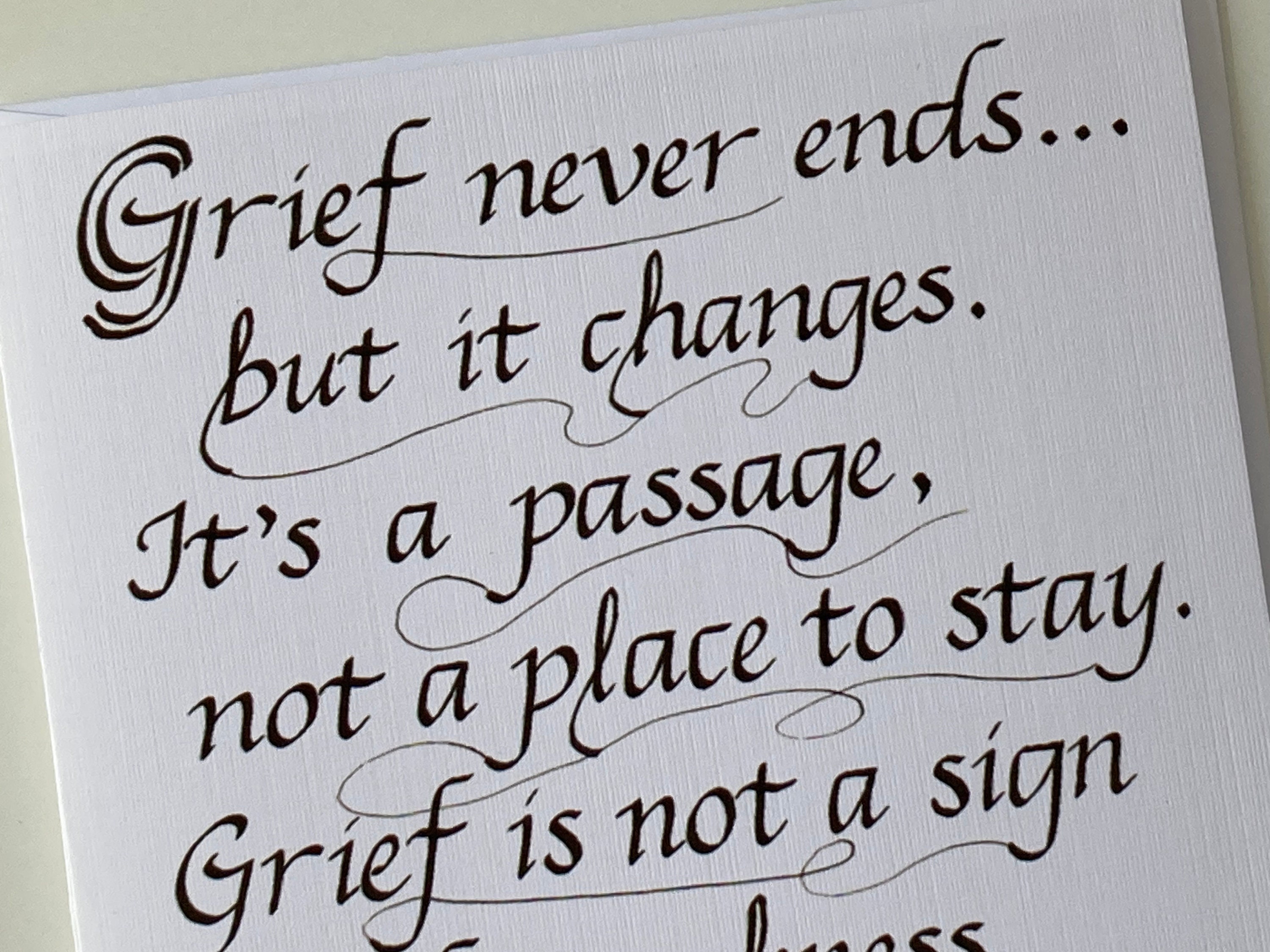 Sympathy Card Set: Calligraphy Grief Quote, Blank Inside - Etsy
