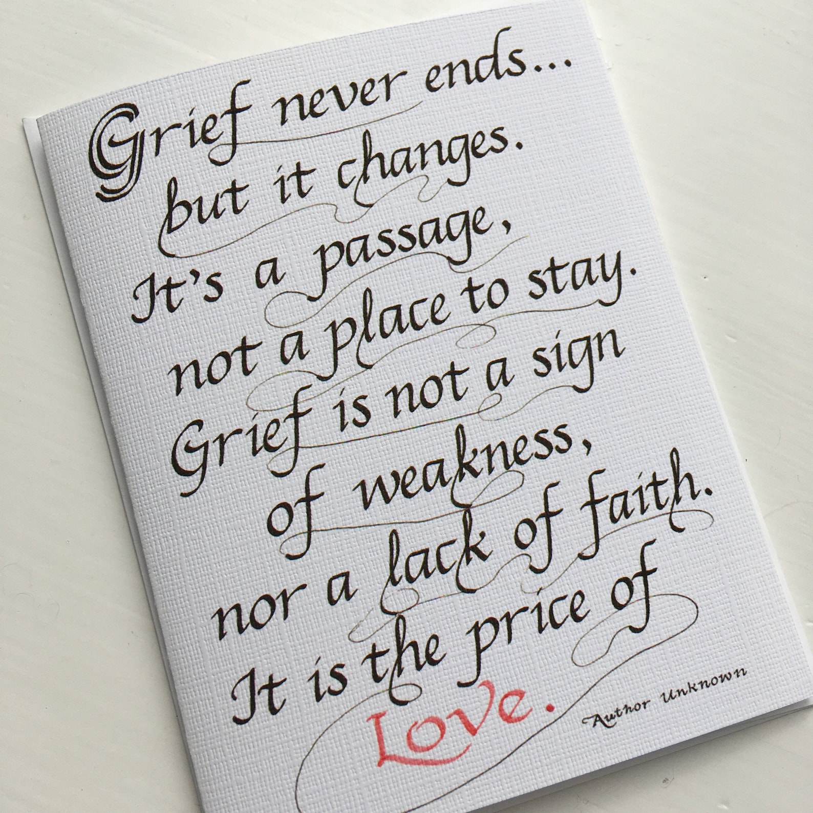 Sympathy Card: Grief Quote Calligraphy (4.25" X 5.5") - Etsy