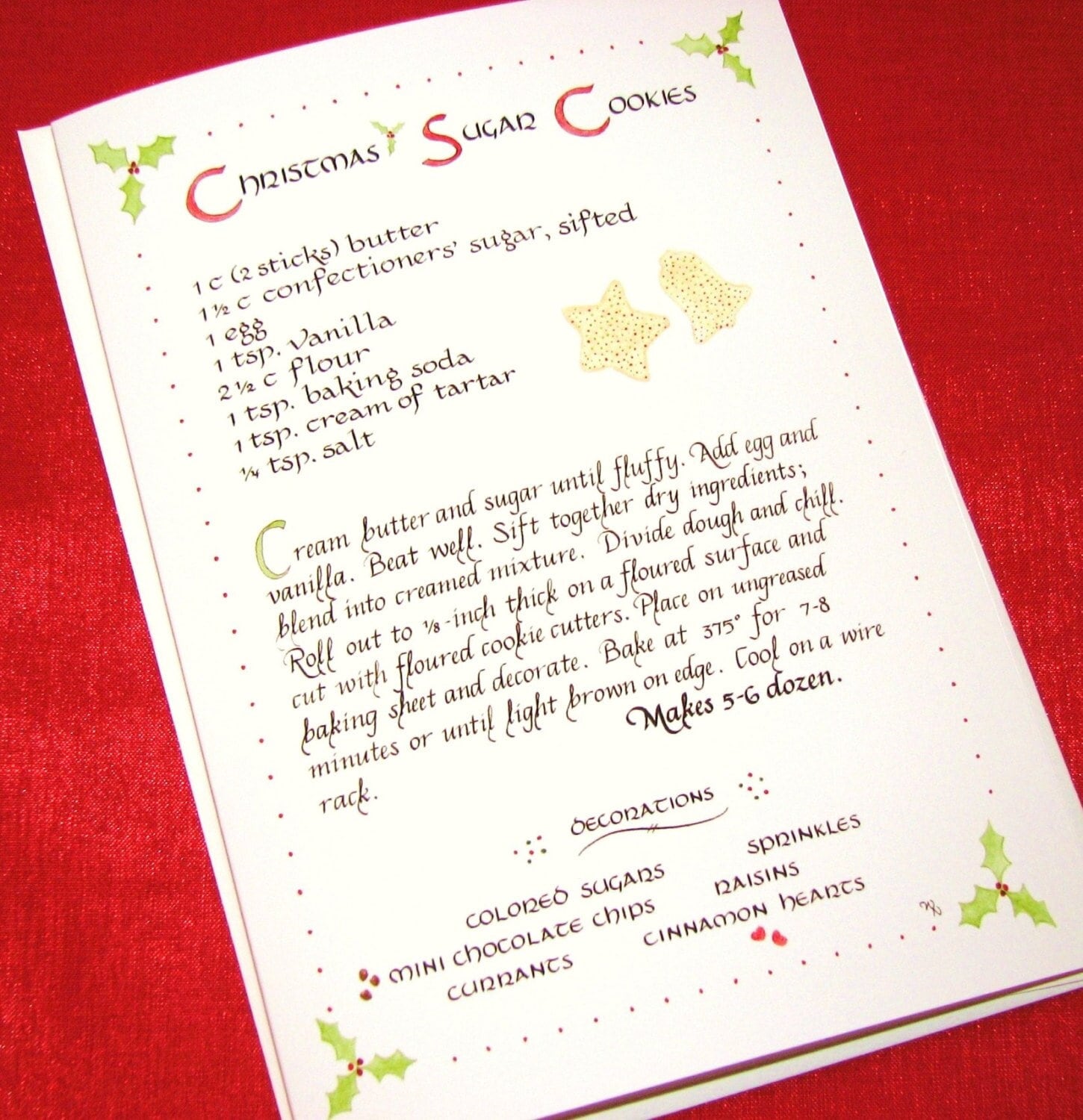 Sugar Cookie Recipe Card