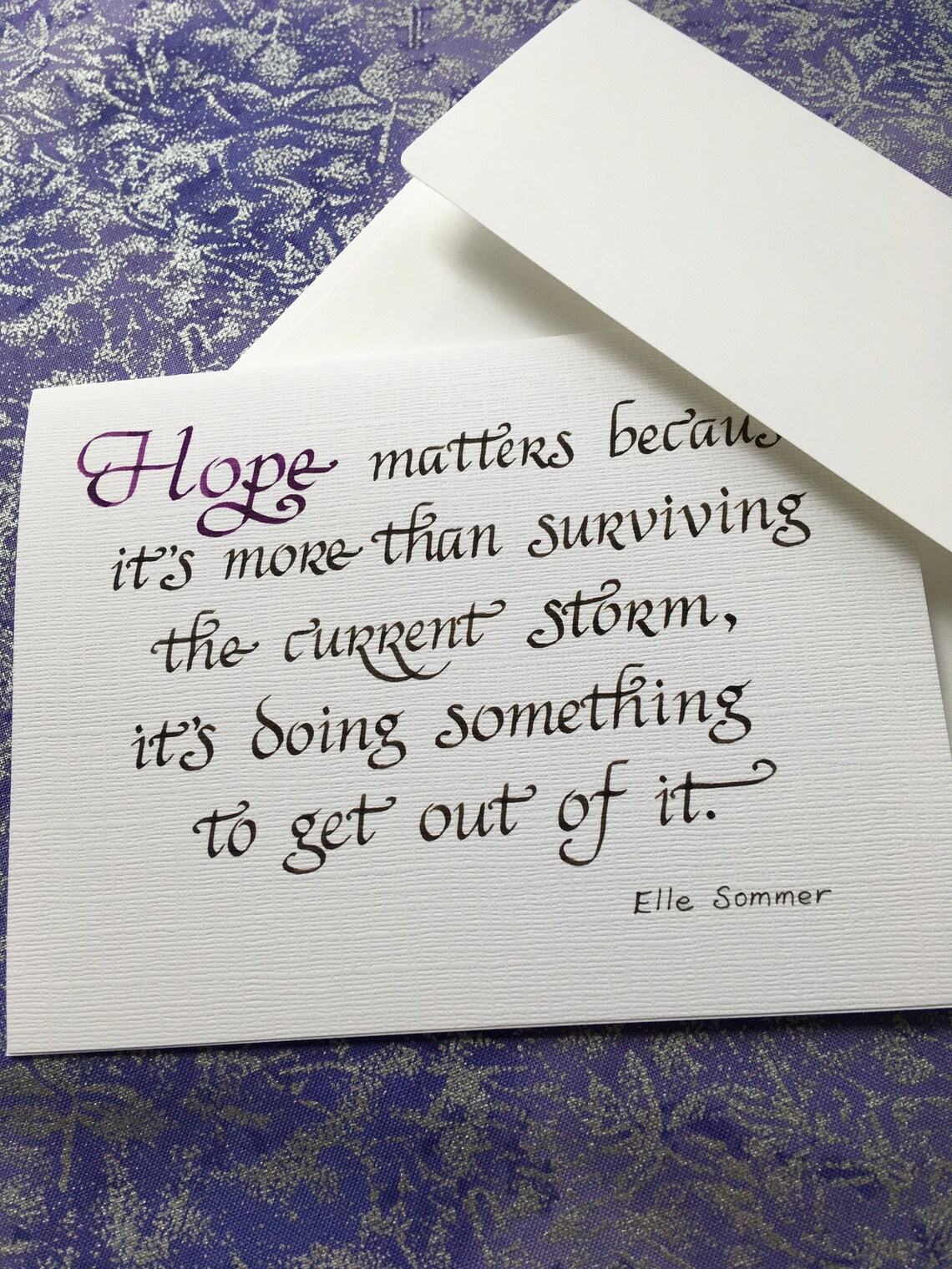 Hope Calligraphy Card 4.25 X 5.5 Hope Quote | Etsy