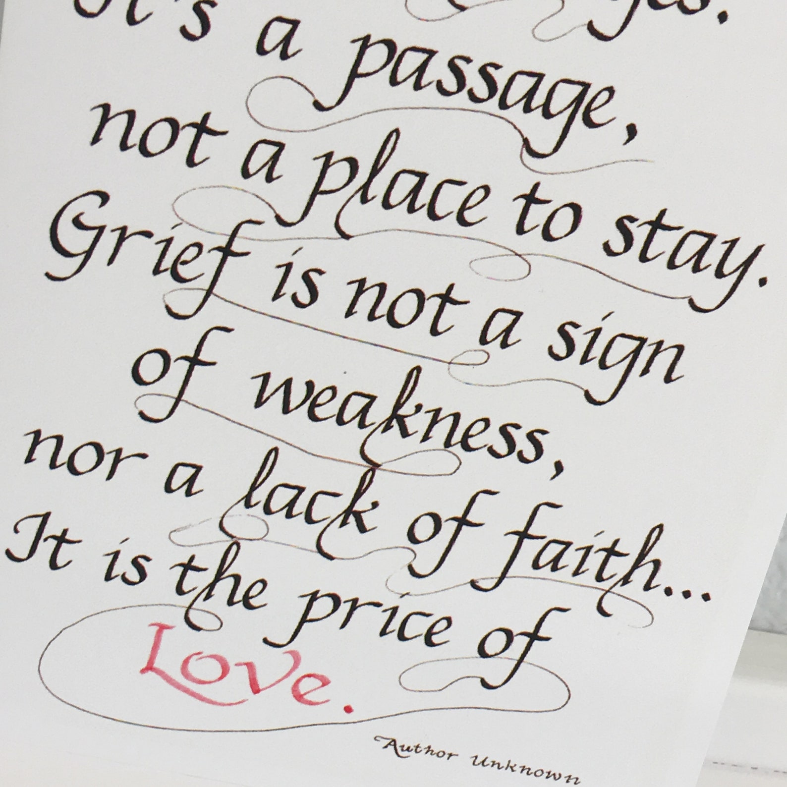 Sympathy Calligraphy Card 5 X 7 Grief Quote - Etsy