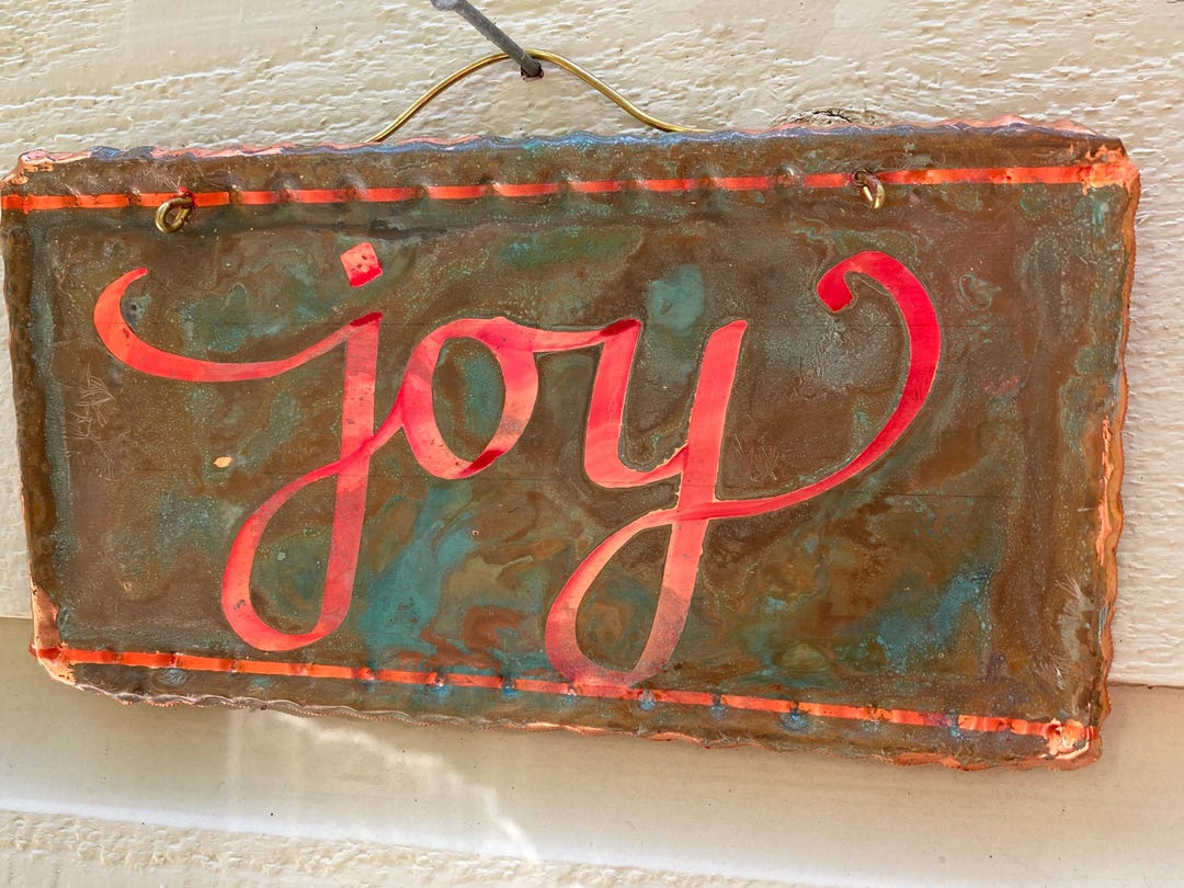 Verdigris Copper "joy" Sign: Calligraphy Christmas Decor - Etsy