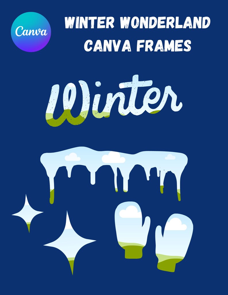 Winter Wonderland Canva Frames, Fill Your Own Frame, Editable Winter ...