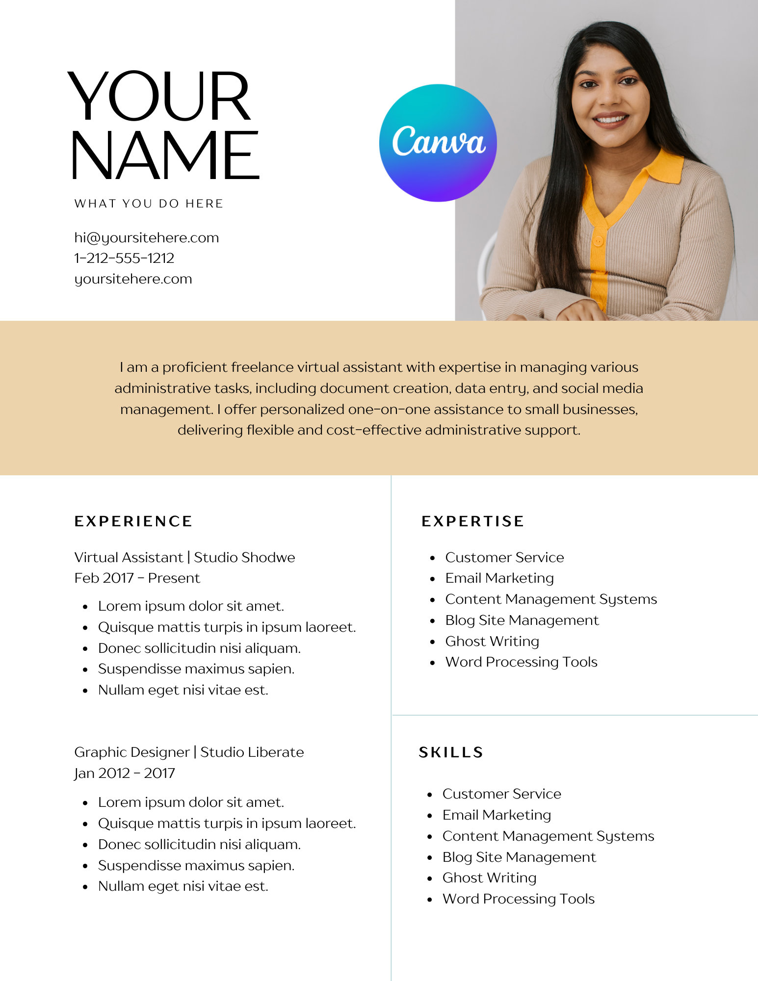 Modern & Professional Canva Resume Template - Stand Out CV Design ...