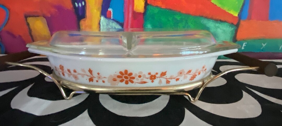 Pyrex Floral Promotional Divided Serving Dish With Cradle - Etsy