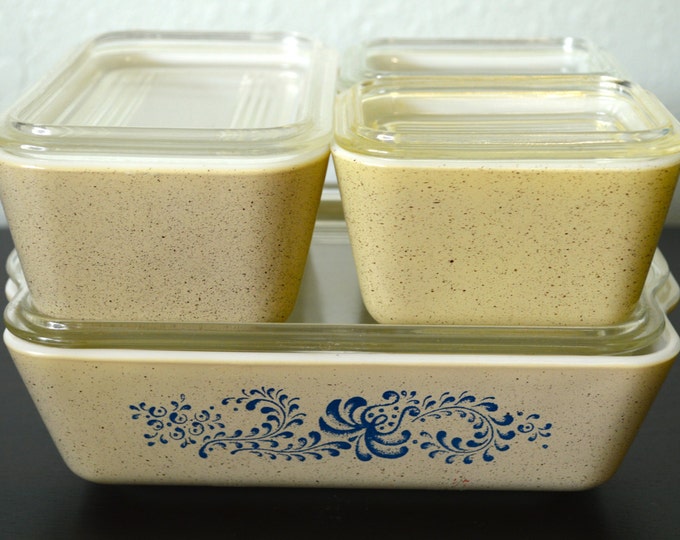 Vintage Pyrex Homestead Blue Fridge Container Set - Etsy