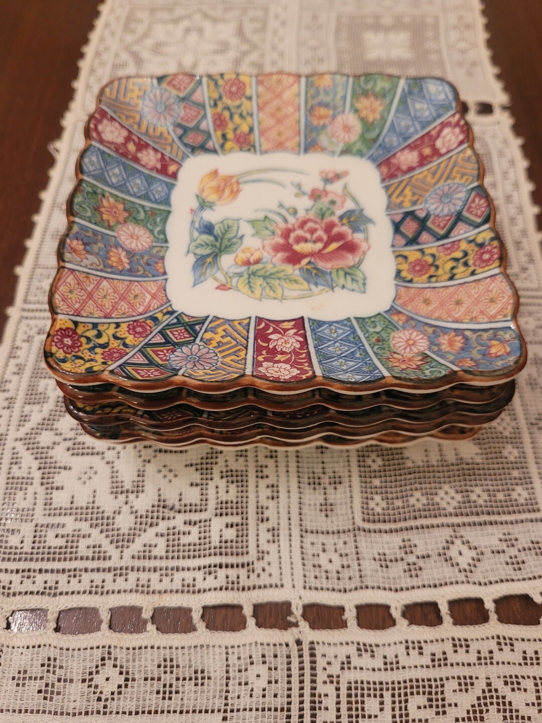 Vintage Japanese Imari Square Plates Arita Yaki by Binyaki Porcelain ...