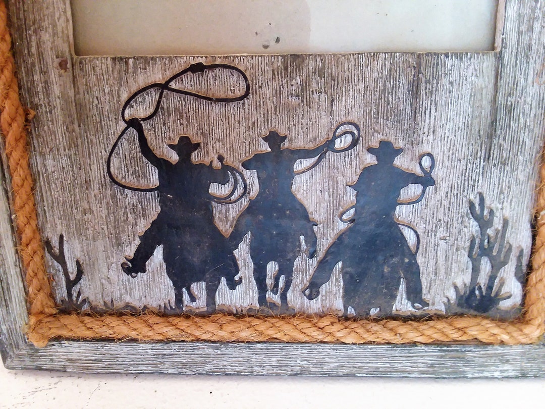 Cowboy Themed Picture Frame Photo Opening 3.5 X 5.5 Vertical ...