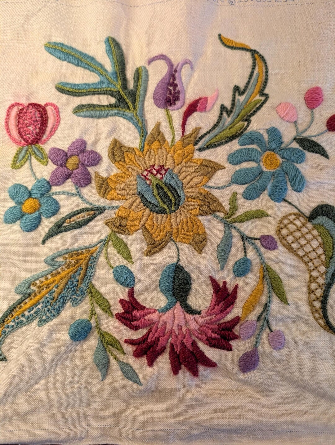 Midcentury Crewel Embroidery Ready to Be Made Into a Pillow or Wall ...
