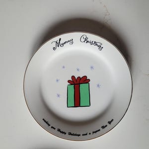 Christmas Plates Set of 4 Salad, Dessert Size Each Different Gift, Deer ...