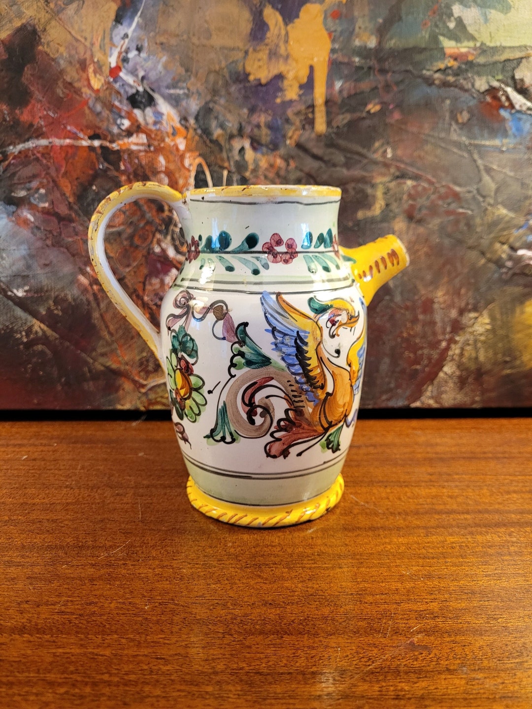 Deruta Pitcher - Italian Faience - Handpainted Raffaellesco Pattern ...