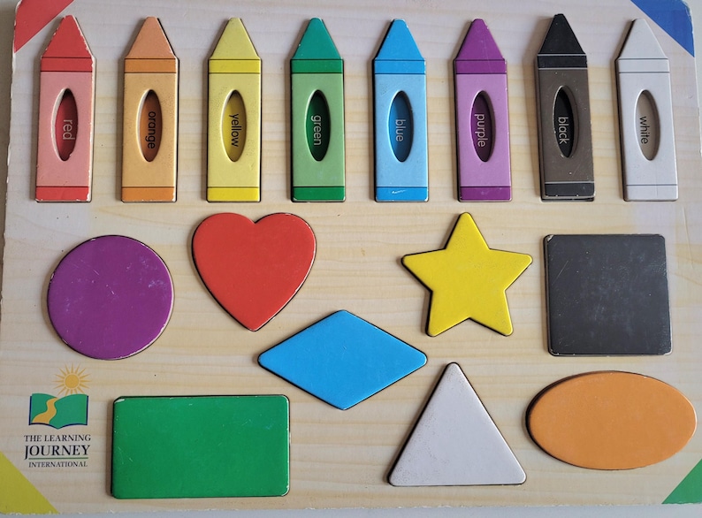 Learning Journey Lift and Learn Shapes, Color Crayons Puzzle 15 X 11 ...