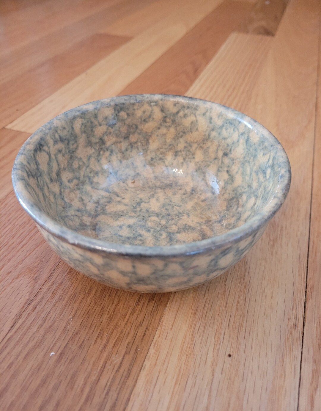 Antique Blue-green on Yellow Spongeware Bowls From Late 1800's - One is ...