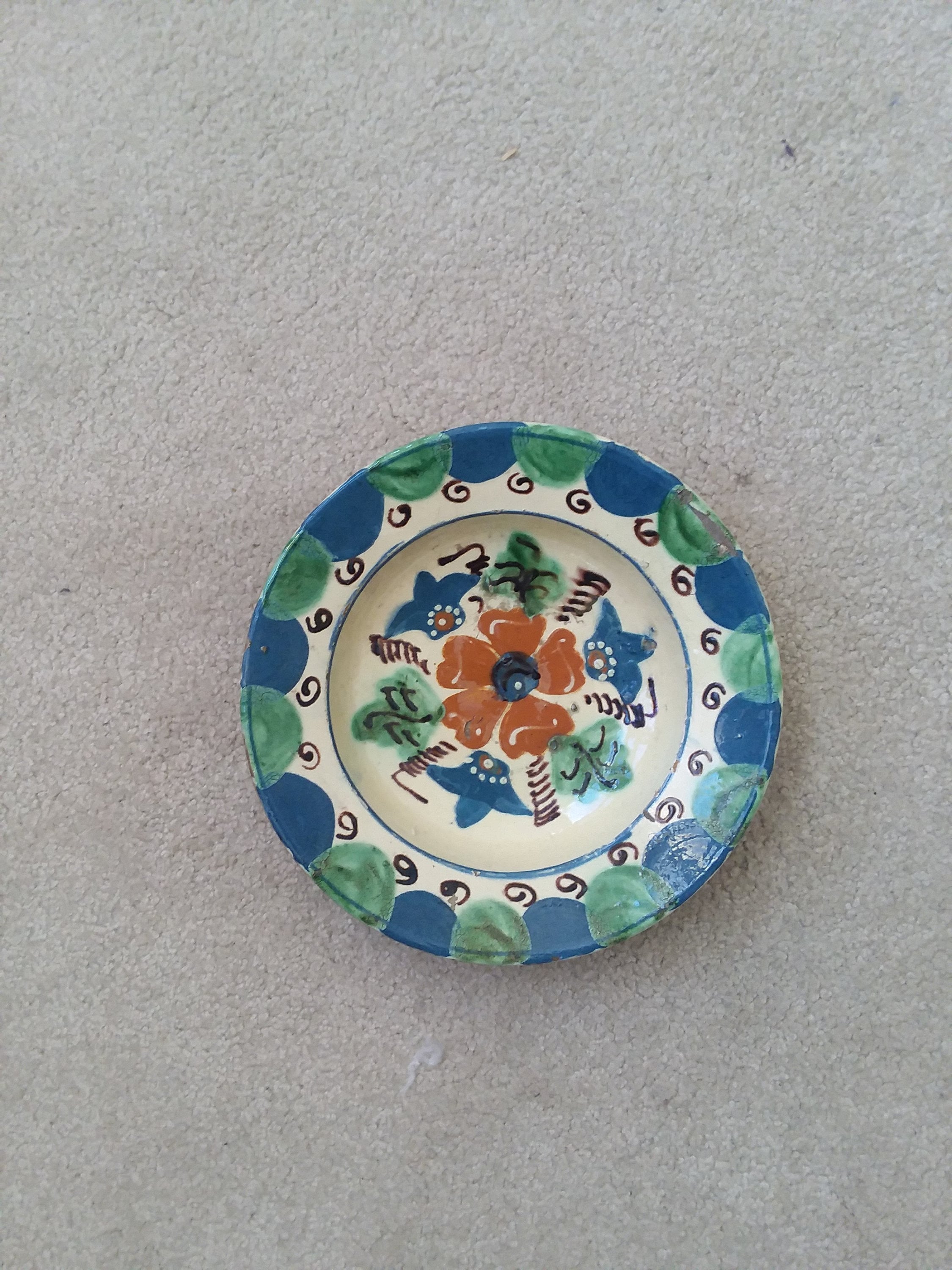 Folk Art German Redware Pottery Redware Shallow Bowl Hand | Etsy