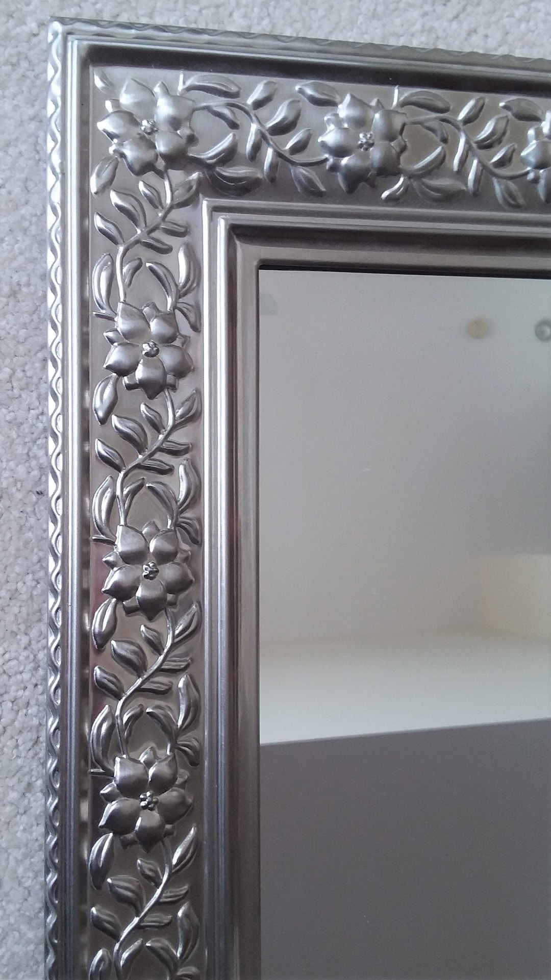 Mirror - Vintage Embossed Floral & Vine Silverplate Framed Mirror ...