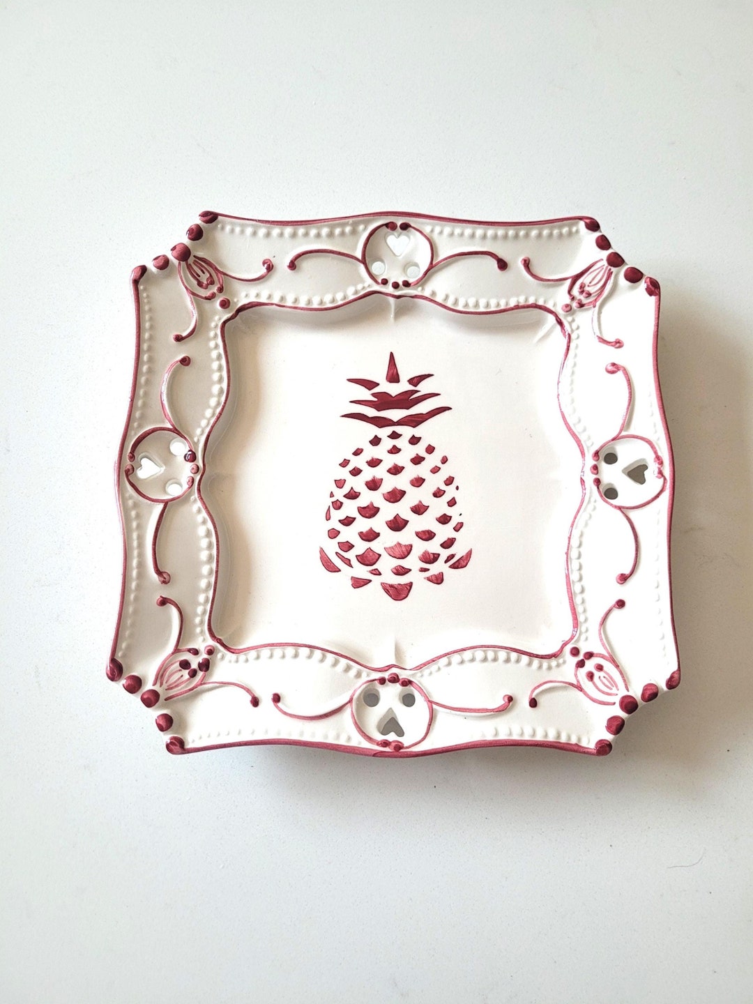 Portuguese 8-sided Plate W/ Pineapple Motif - Pineapple is the Symbol ...