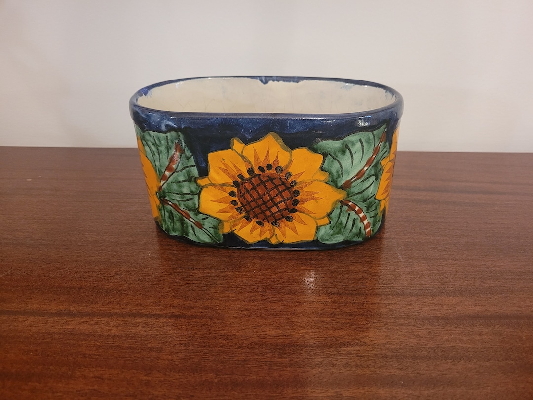 Sunflower Talavera Pottery Planter, Flower Pot - Made in Mexico ...