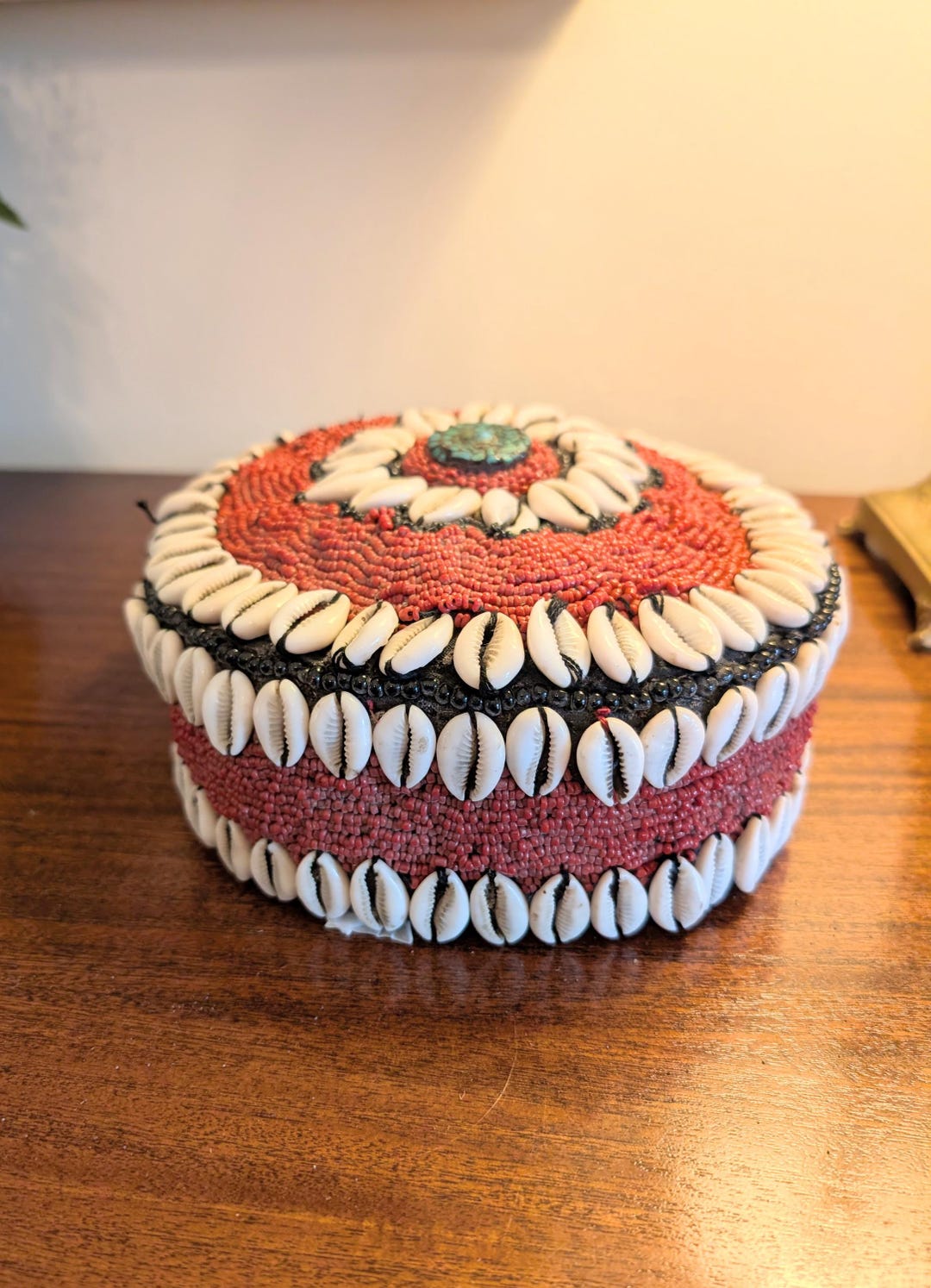 Tibetan Ceremonial Hat Ladakh Tribe W/ Red Coral Black Beads, Turquoise ...