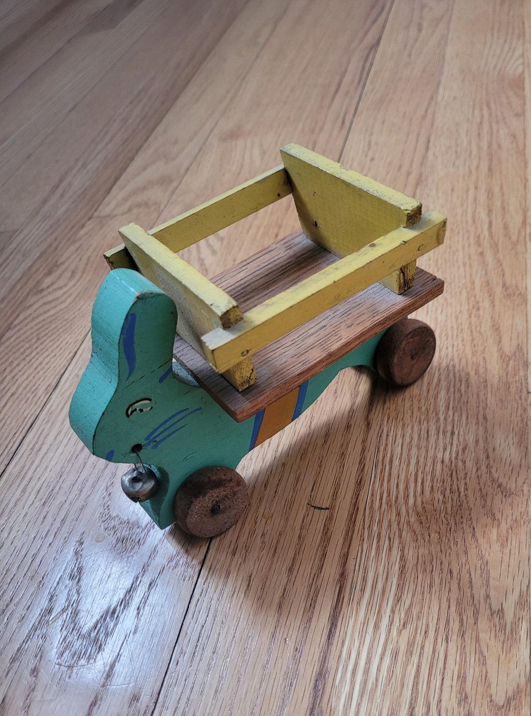 Handmade Wood Bunny Rabbit Wagon - Antique Child's Toy - Easter Decor ...