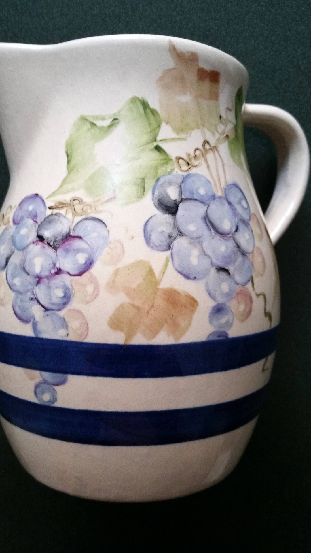 Robinson Ransbottom Pitcher 1 Quart Blue Band Hand Painted - Etsy