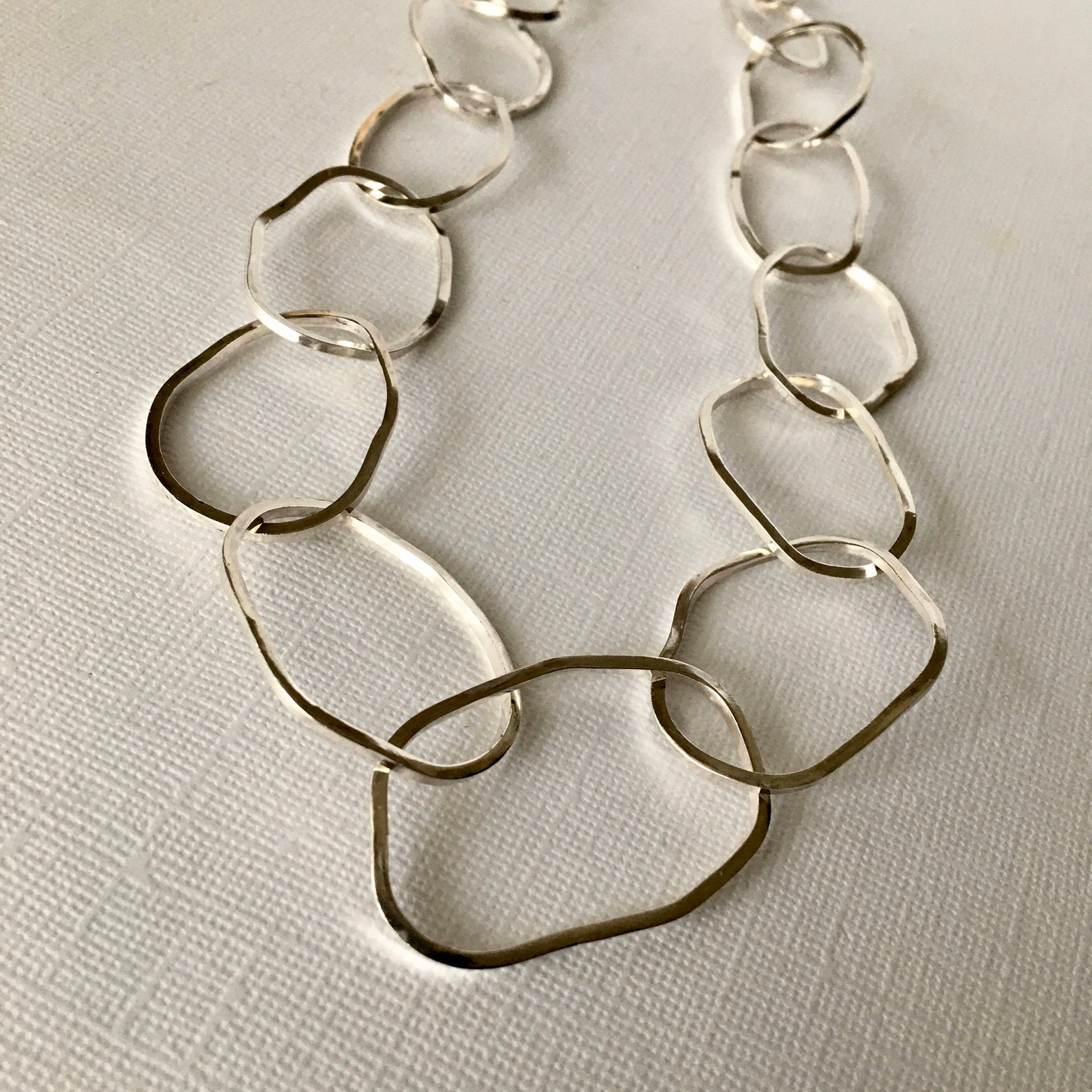 Silver Handmade Chain Necklace Large Link Necklace Bold - Etsy