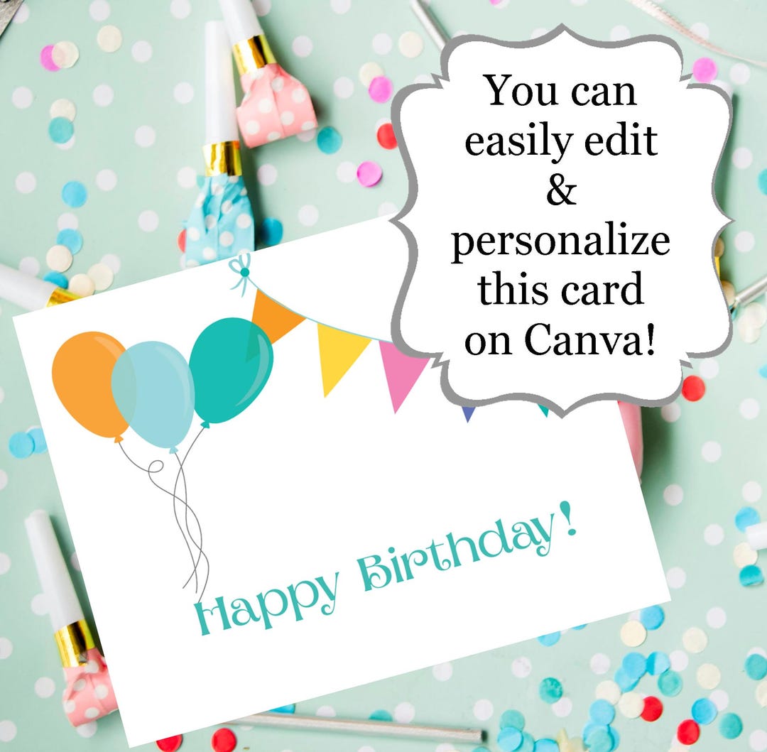 Birthday Banner Card Template, Digital Product, Customize a Birthday ...