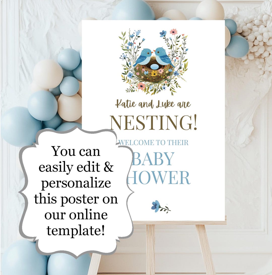 Baby Shower Sign Template, LITTLE BIRDIE Theme, Editable DIGITAL ...