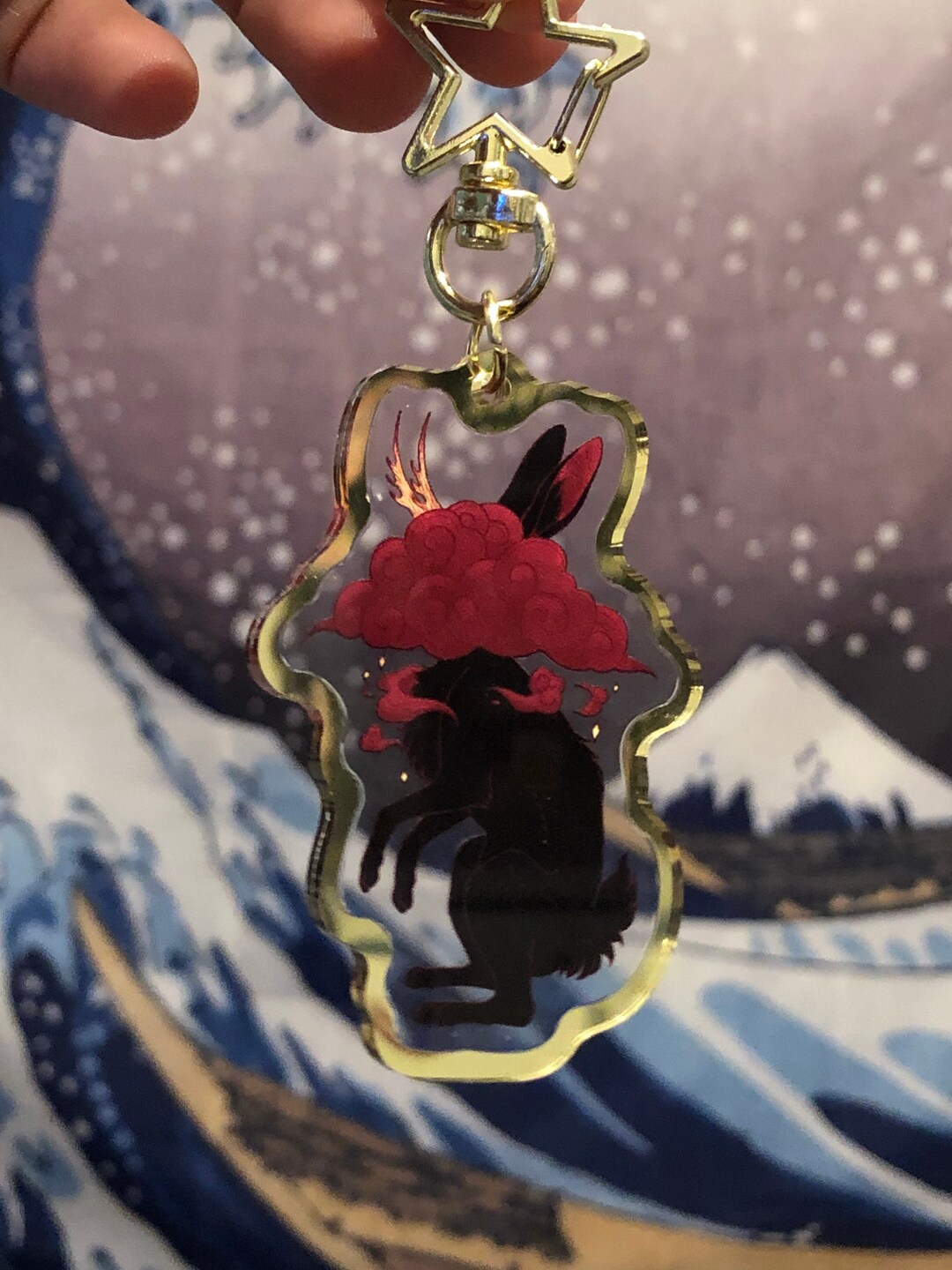 Clouded Thoughts Black Jackalope Gold 2.5 Inch Star Keychain - Etsy