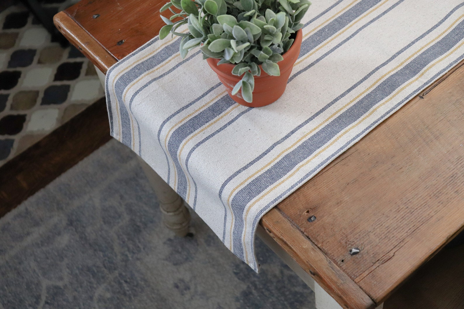 Grain Sack Table Runner | Farmhouse Table Runner | Beige Grain Sack ...
