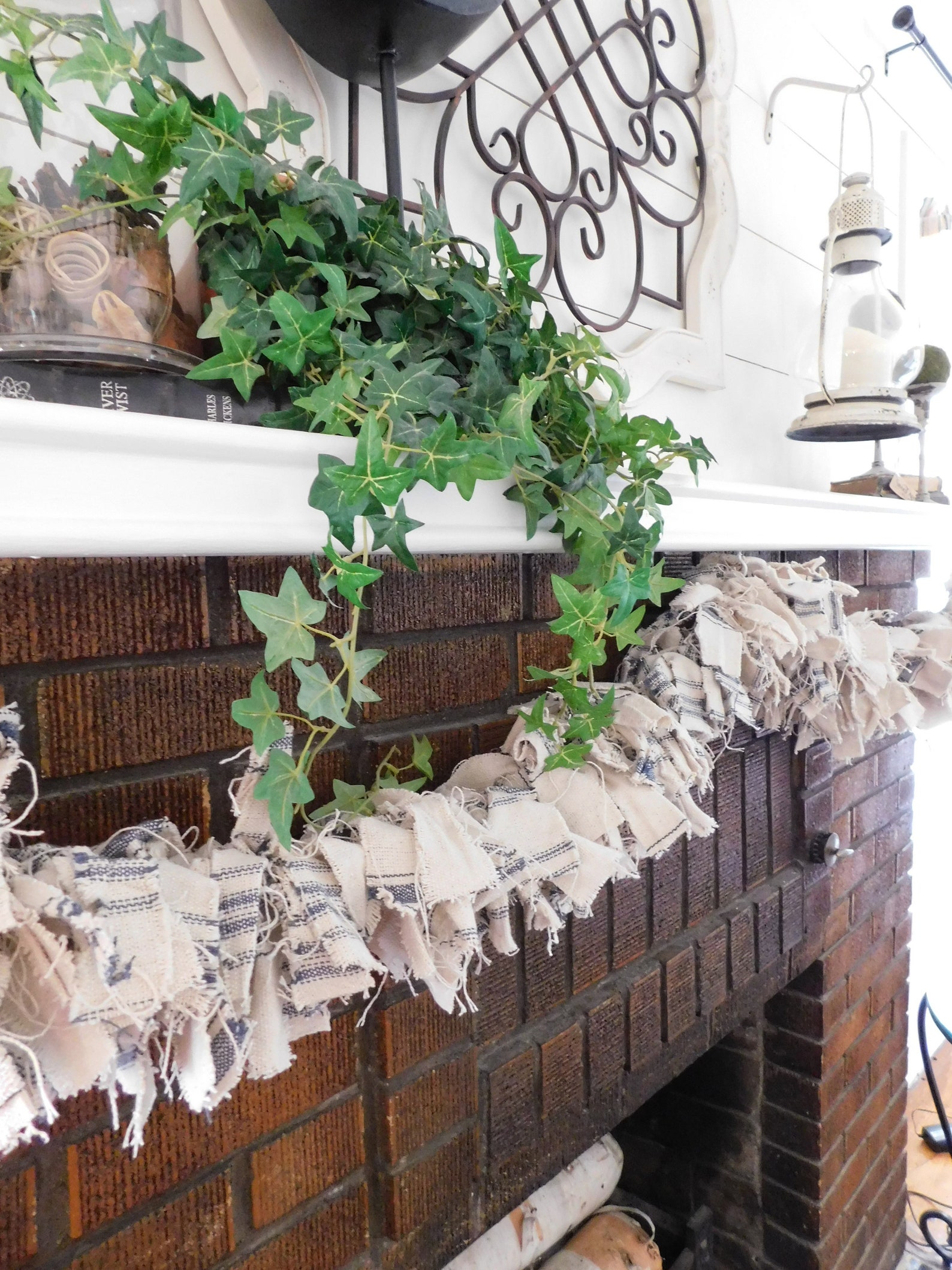 Rag Garland | Grain Sack Rag Garland | Tree Garland | Farmhouse Garland ...