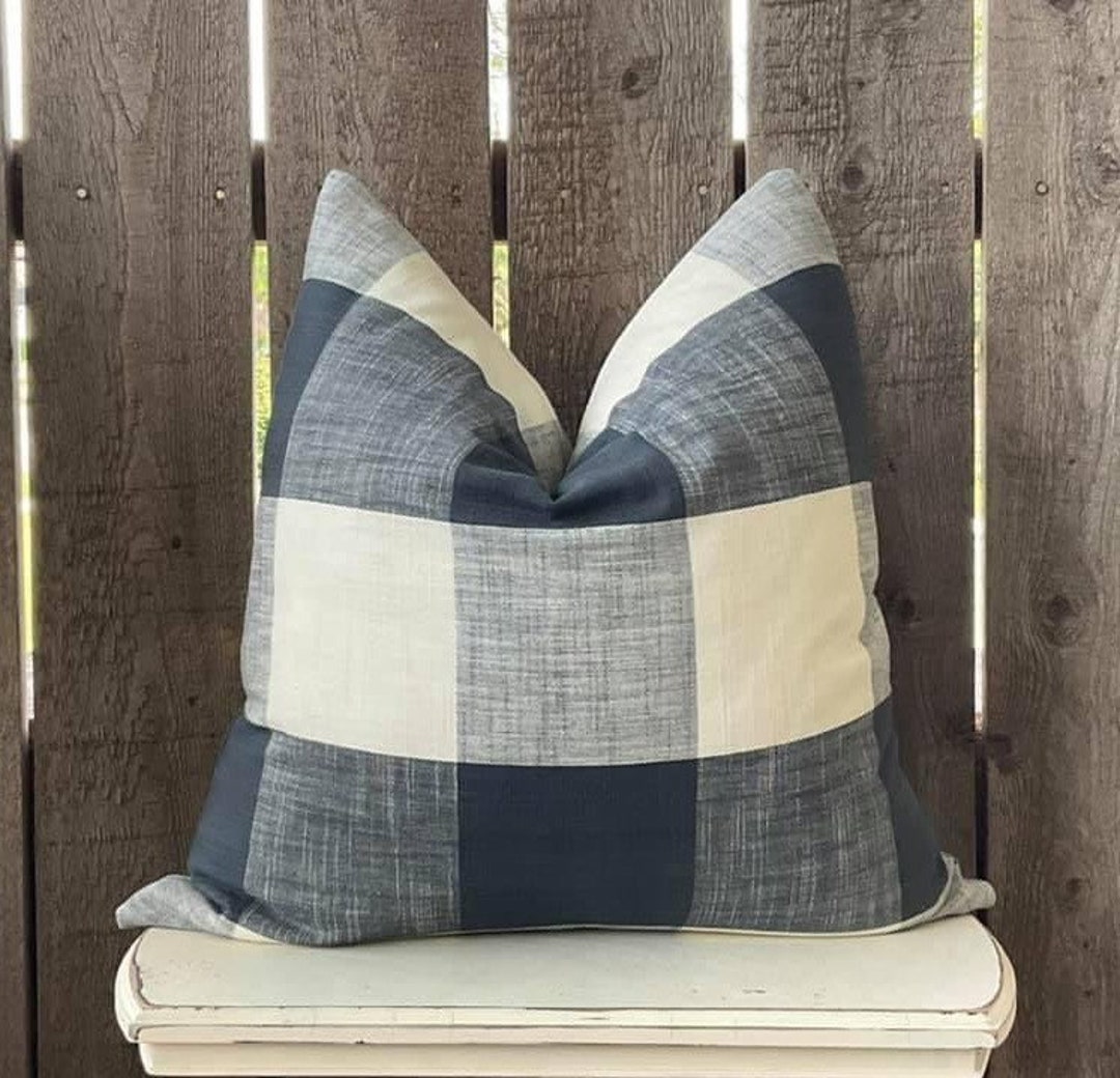 Blue Buffalo Check Pillow Cover | Farmhouse Pillow Cover | Country ...