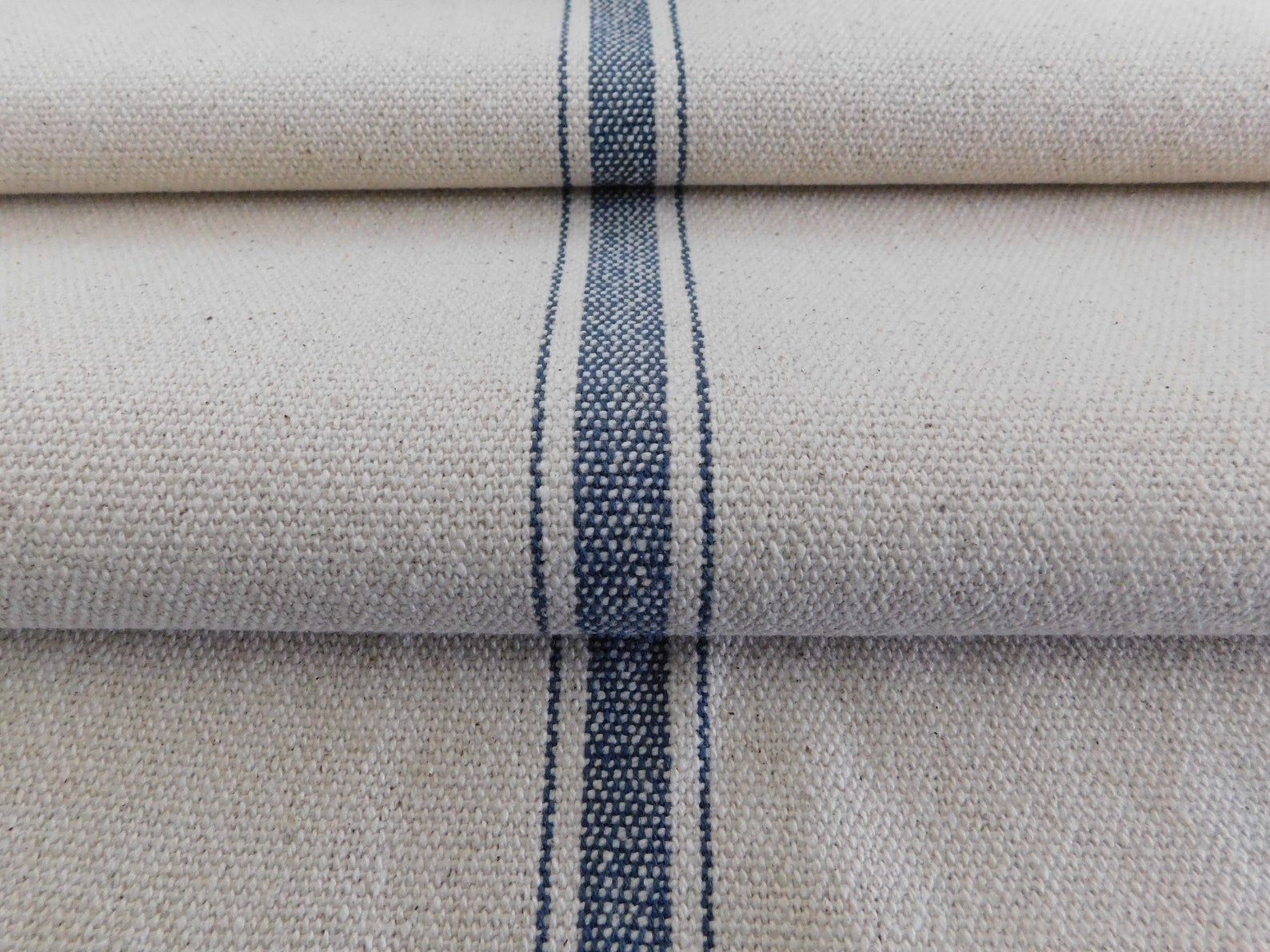 Grain Sack Fabric by the Yard Farmhouse Fabric Blue 3 - Etsy