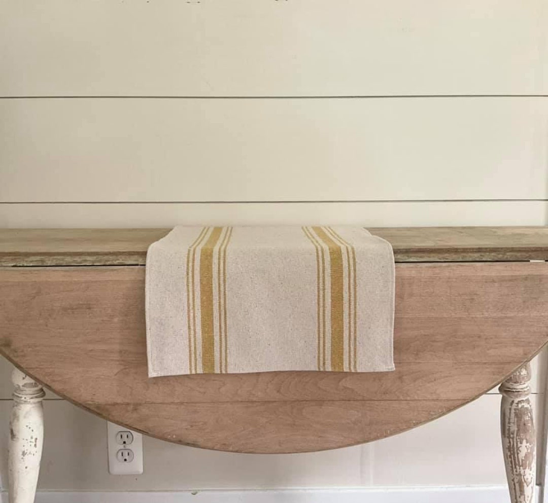 Grain Sack Table Runner Farmhouse Table Runner Beige Grain - Etsy