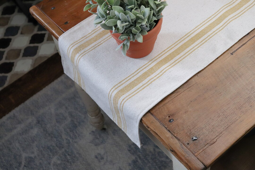 Grain Sack Table Runner | Farmhouse Table Runner | Beige Grain Sack ...