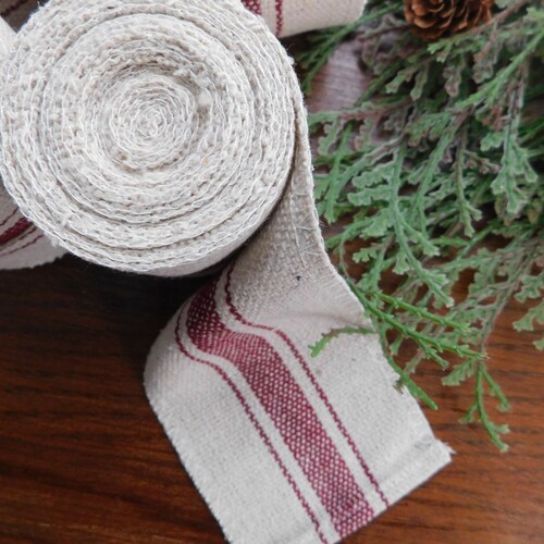 Grain Sack Striped Ribbon Striped Garland Farmhouse Ribbon - Etsy
