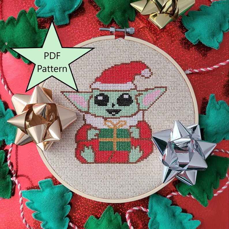 Christmas Baby Yoda Cross Stitch Pattern, PDF Digital Download, Star ...