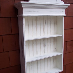 Distressed White Wall Cabinet: Handmade Beadboard Shelf - Etsy