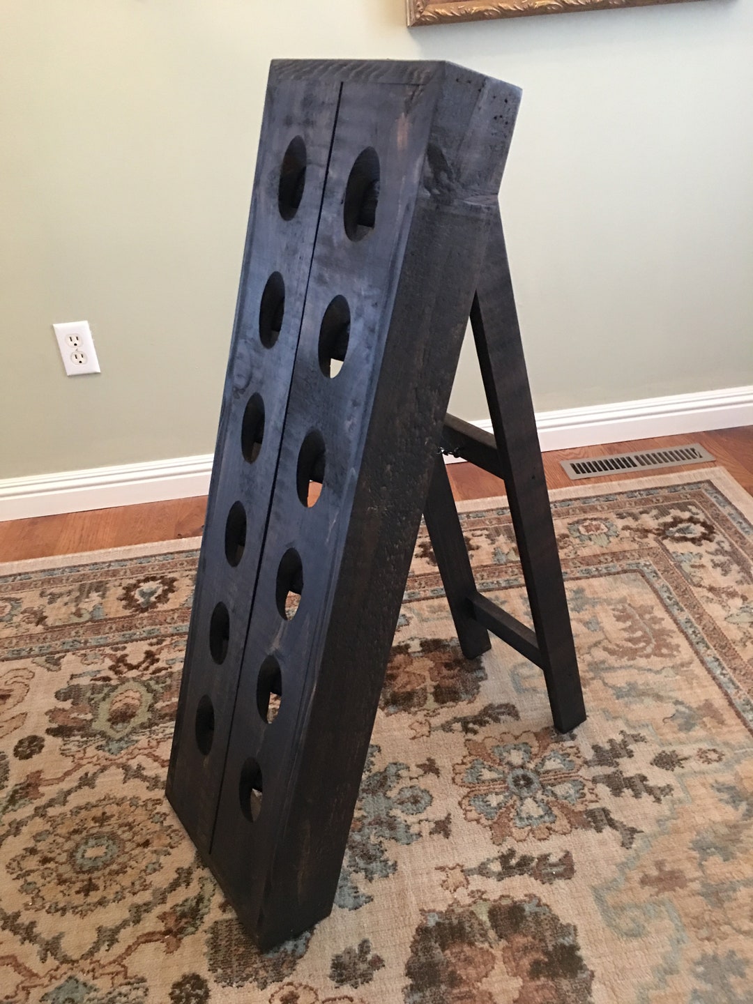 Dark Walnut Wine Rack, French Riddling Rack, Easel Leg Wine Rack ...