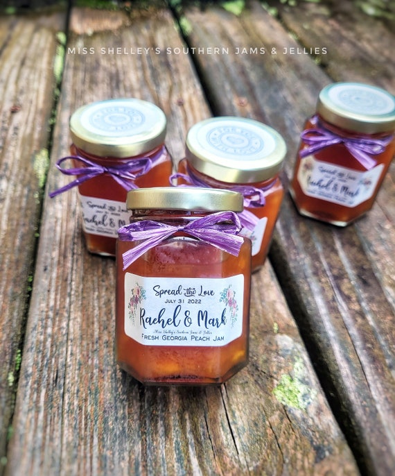 Jam Wedding Favor, 75 (3.75oz) Personalized Jam Favors, Rustic Bridal ...