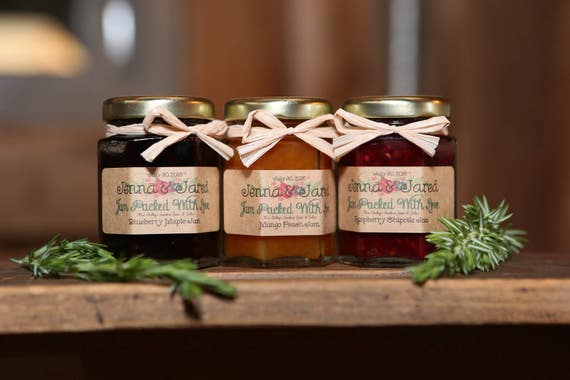 125 (2oz) Rustic Wedding Jam Favor Personalized Jam Wedding Favors ...