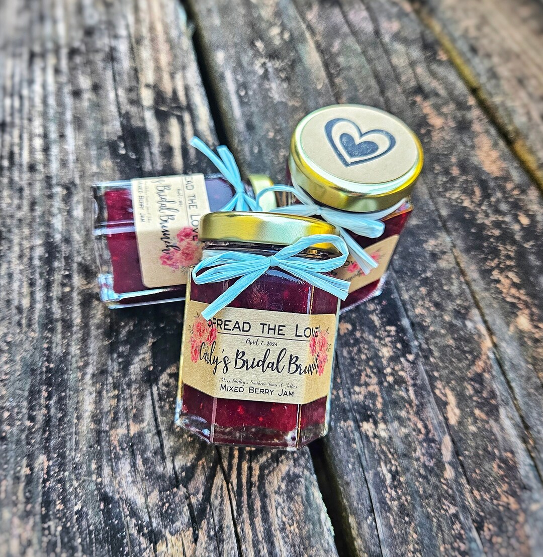 85 (1.5oz or 2oz) Jam Wedding Favor, Rustic Bridal Shower Favor, Boho ...