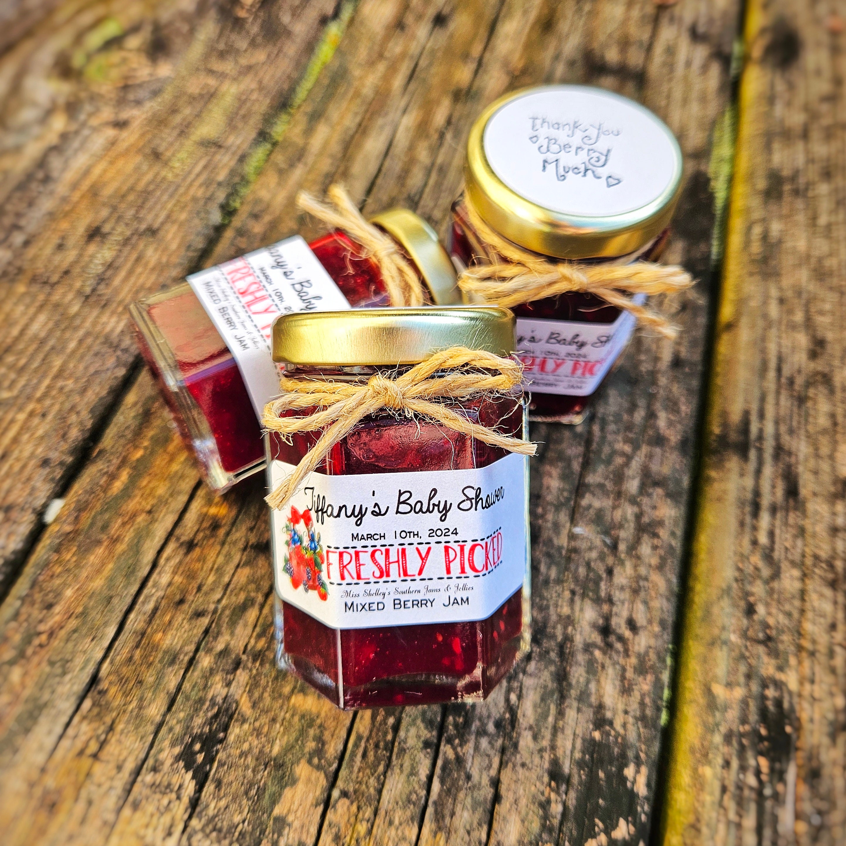 Personalized Jam Favors (2oz): Rustic Wedding, Bridal, Baby Shower, Set ...