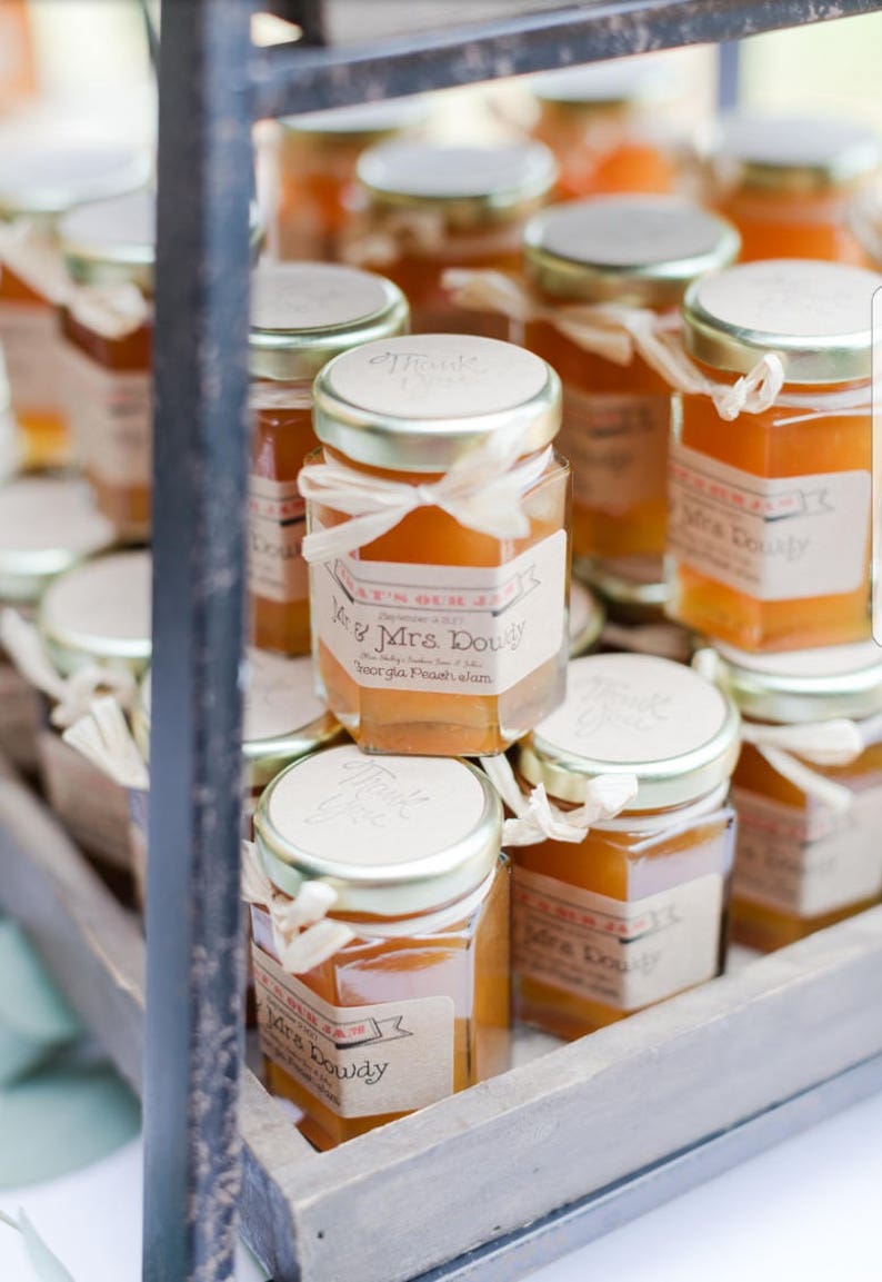 200 Rustic Jam Wedding Favors: Personalized Label, Raffia Ribbon (2oz ...