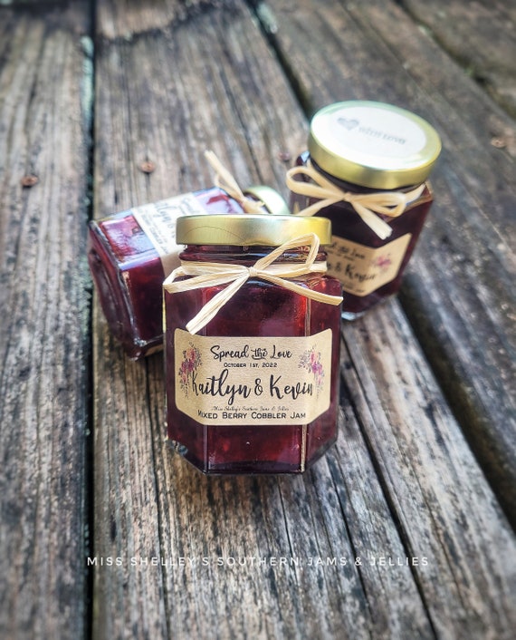 40 (3.75oz) Jam Jar Favors, Rustic Bridal Shower Favors, Baby Shower ...